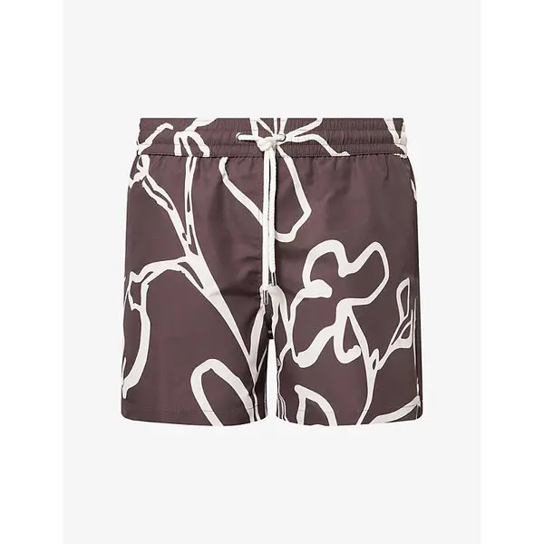 Frescobol Carioca Floral Print Swim Shorts - Cacao