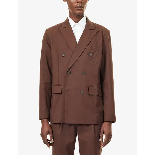 NOBL Dante Double-breasted Linen Blazer