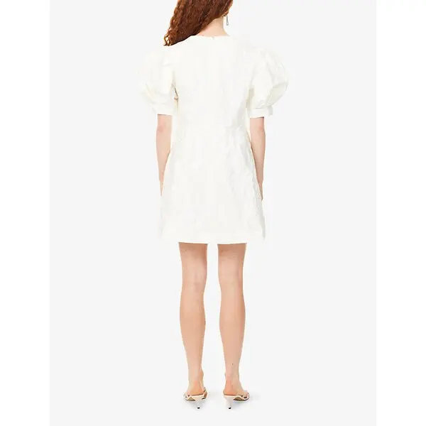 SISTER JANE Woven Jacquard Mini Dress With Ornate Gold Trims