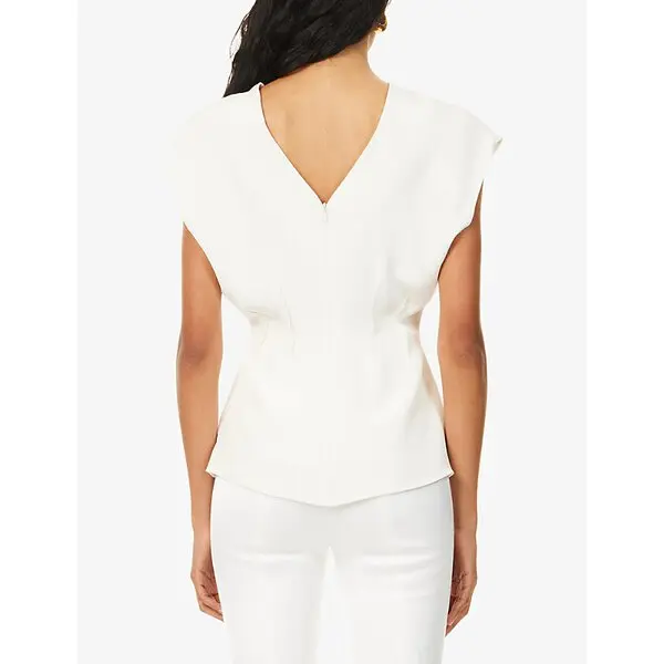 THE DROPPED COLLECTION Kimono-sleeve Double V-neck Silk Top