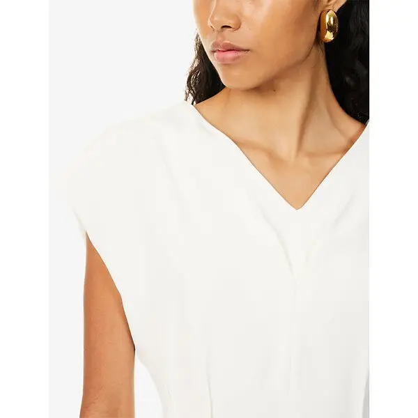 THE DROPPED COLLECTION Kimono-sleeve Double V-neck Silk Top