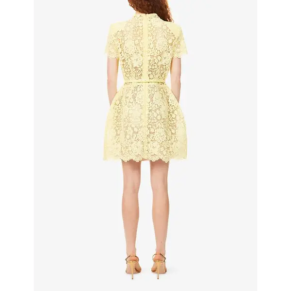 NADINE MERABI Milly Sequinned Lace Mini Dress - Yellow