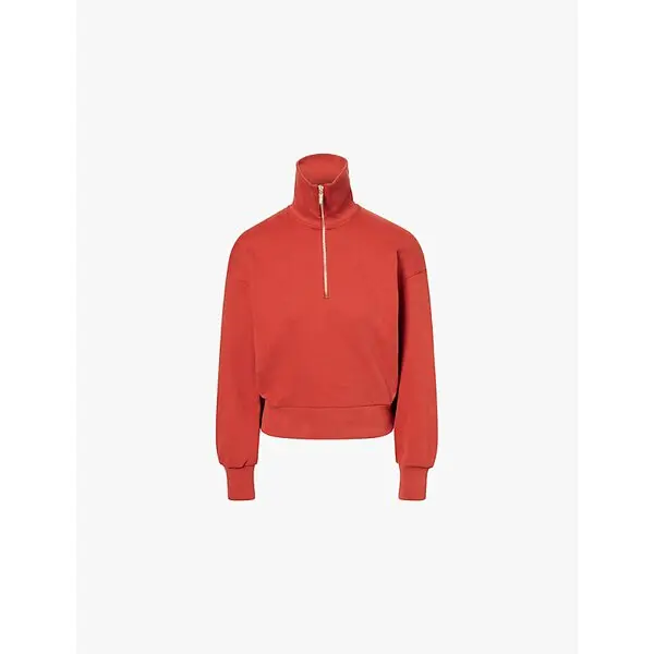 EMELLO Quarter-zip Funnel Neck Cotton Jumper