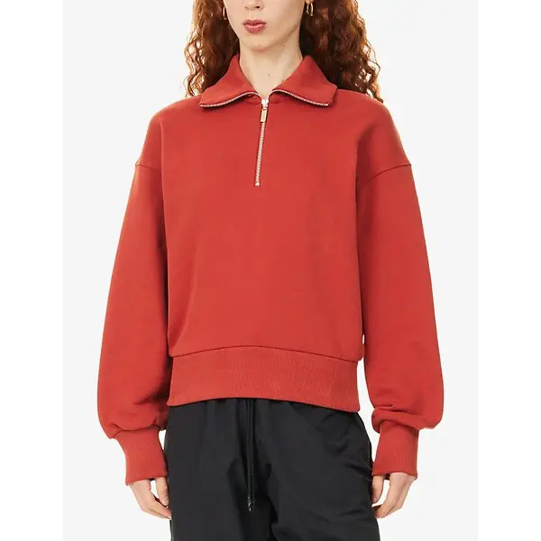 EMELLO Quarter-zip Funnel Neck Cotton Jumper
