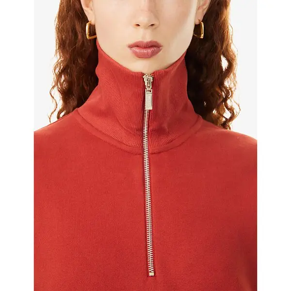 EMELLO Quarter-zip Funnel Neck Cotton Jumper