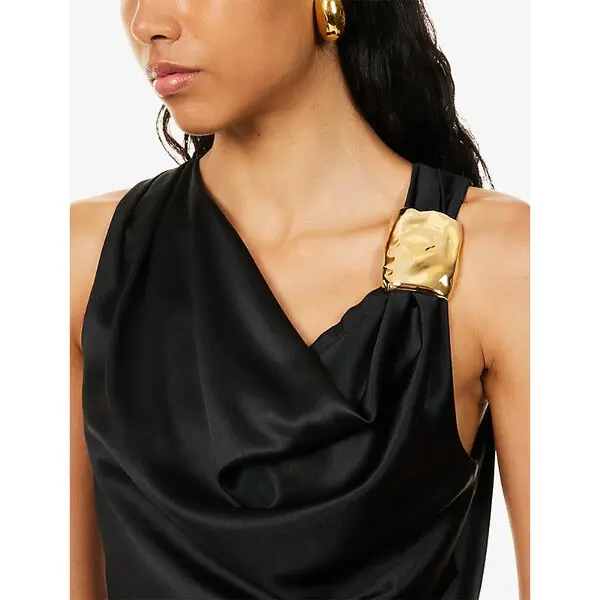 THE DROPPED COLLECTION Cowl Neck Sleeveless Silk Top
