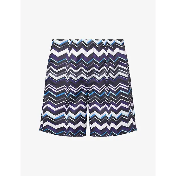 Missoni Mid-length Zig-zag Print Swim Shorts - Blue