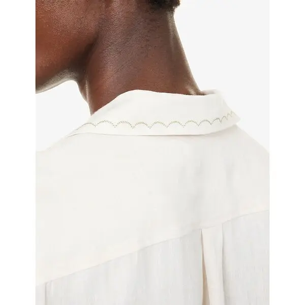 Frescobol Carioca Alves Palm Short-sleeve Linen Shirt