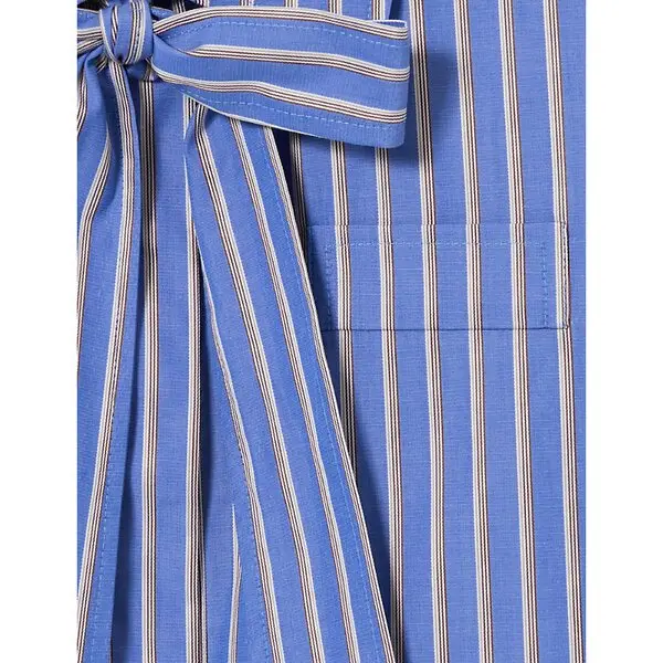 Claudie Pierlot Striped Cotton Shirt With Pussy-bow Collar
