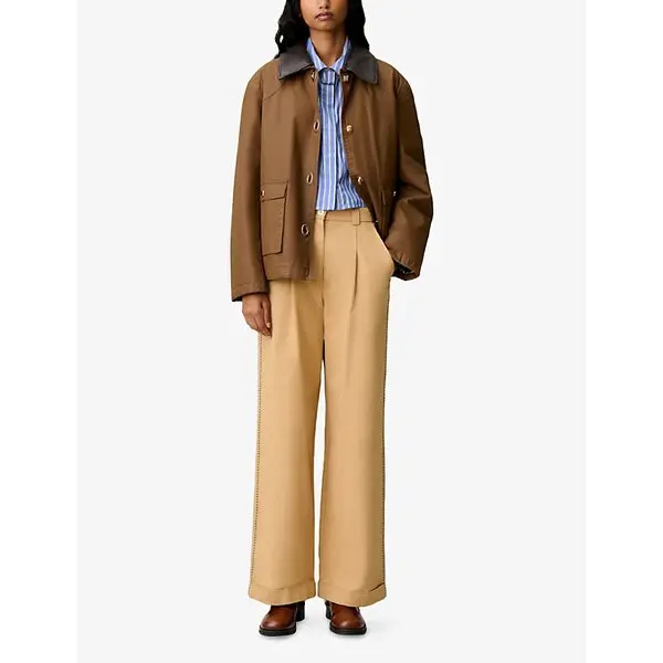 Claudie Pierlot Straight-leg Pleated Cotton Trousers