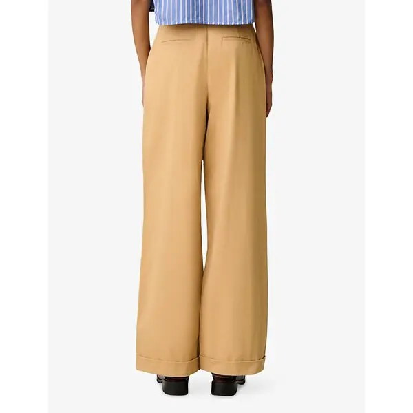 Claudie Pierlot Straight-leg Pleated Cotton Trousers