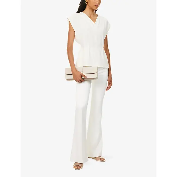 THE DROPPED COLLECTION Kimono-sleeve Double V-neck Silk Top