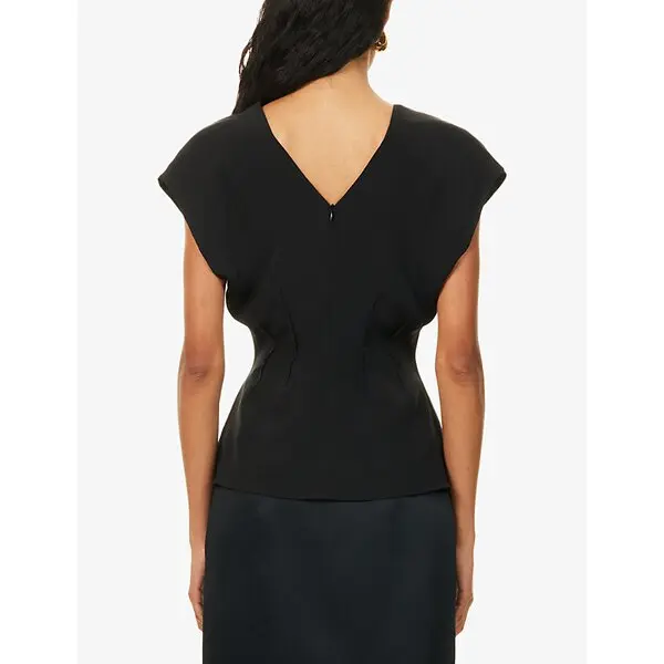 THE DROPPED COLLECTION Kimono Sleeve Double V-neck Silk Top