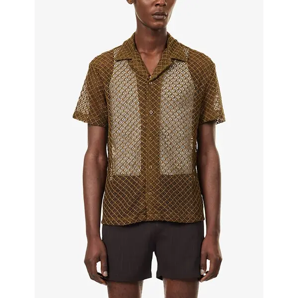 RAITH Marcelo Short-sleeve Lace Cotton Shirt