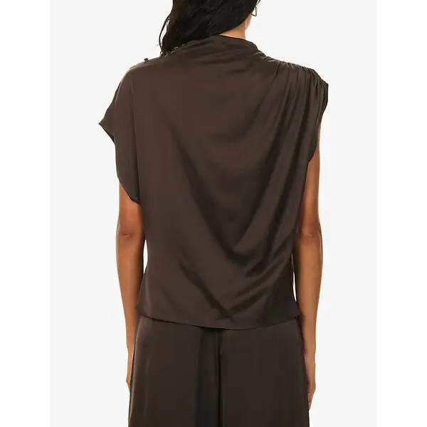 TWP Asymmetrical Draped Silk Top - Delicioso