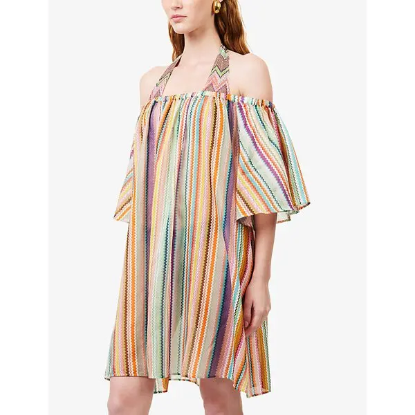 Missoni Chevron-pattern Cotton-blend Mini Dress