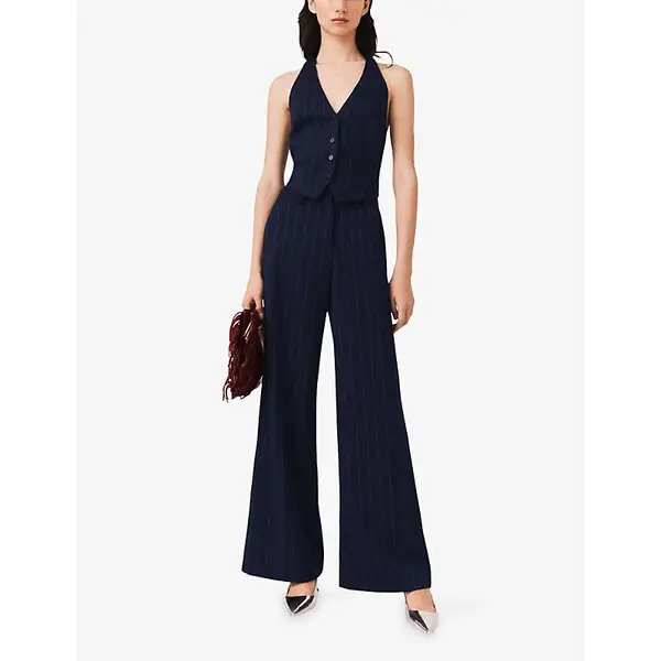 Maje High-rise Palazzo Wool-blend Suit Trousers