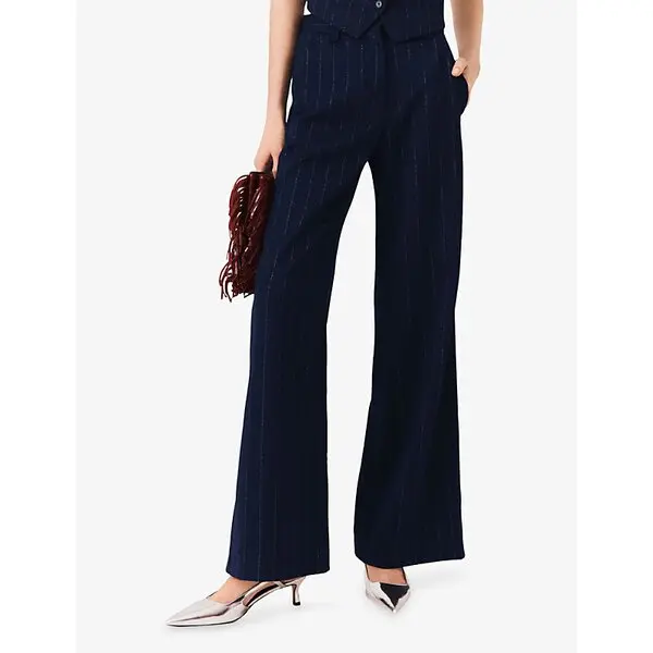Maje High-rise Palazzo Wool-blend Suit Trousers
