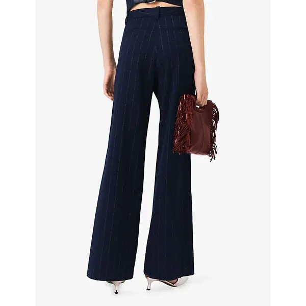 Maje High-rise Palazzo Wool-blend Suit Trousers