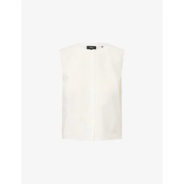 Theory Sleeveless Cotton Shell Top - Ivory