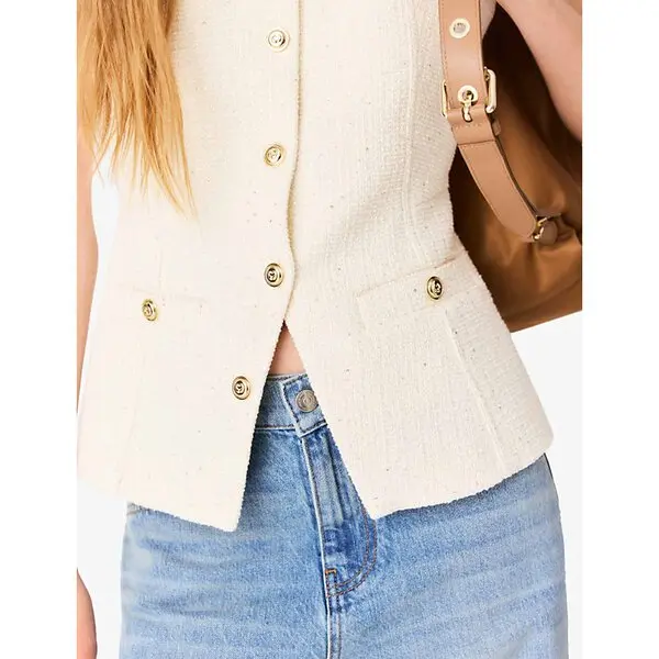 Maje Sleeveless Tweed Waistcoat