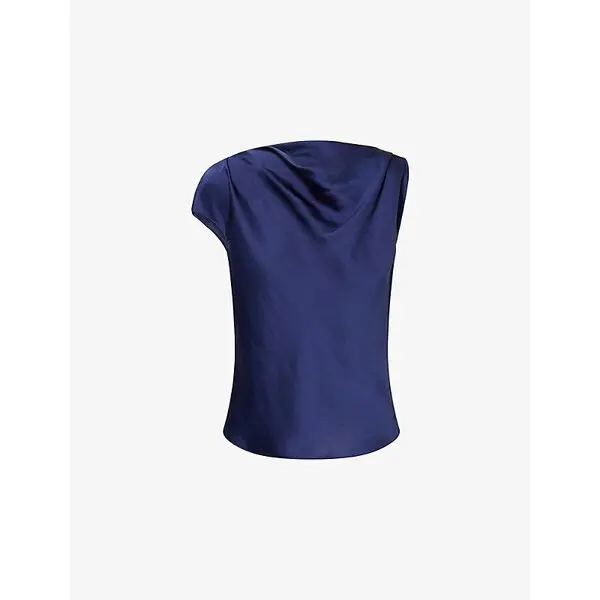 Theory Cowl-neck Woven Top - Sapphire Navy