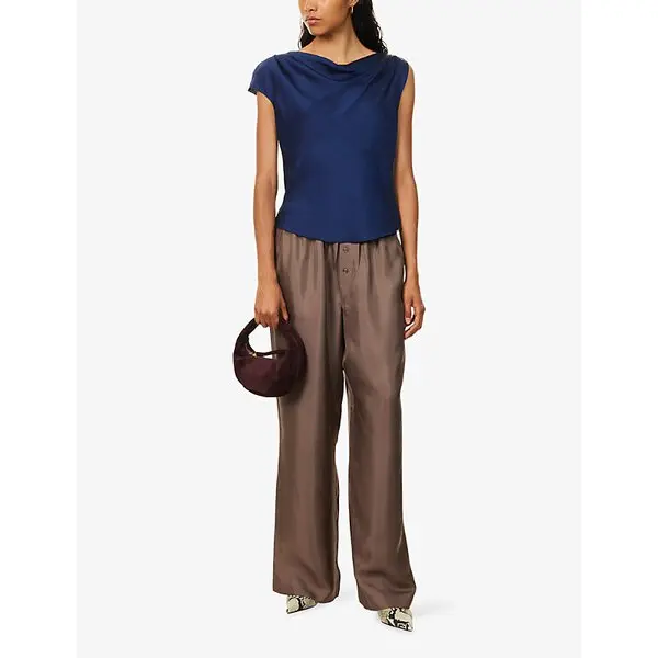 Theory Cowl-neck Woven Top
