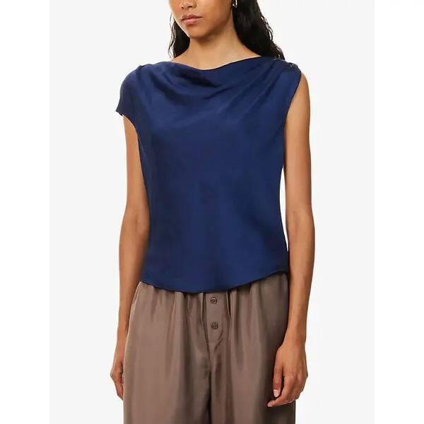 Theory Cowl-neck Woven Top
