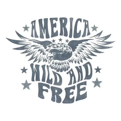 LOST GODS America Wild And Free Bald Eagle Graphic T-shirt