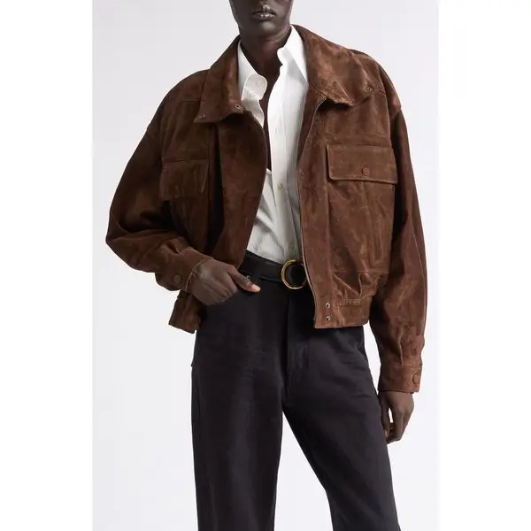Saint Laurent Suede Bomber Jacket - Ebene
