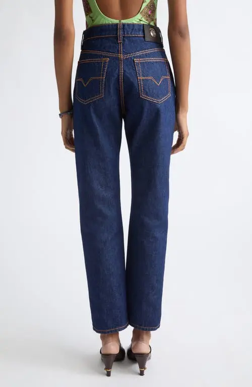 Versace Straight Leg Jeans With Medusa Hardware