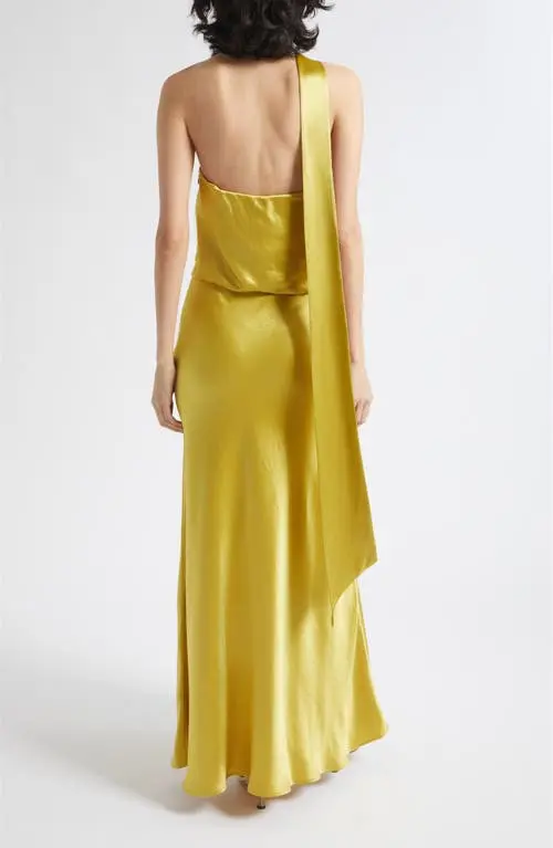 Staud Estelle Asymmetrical Halterneck Gown - Citron