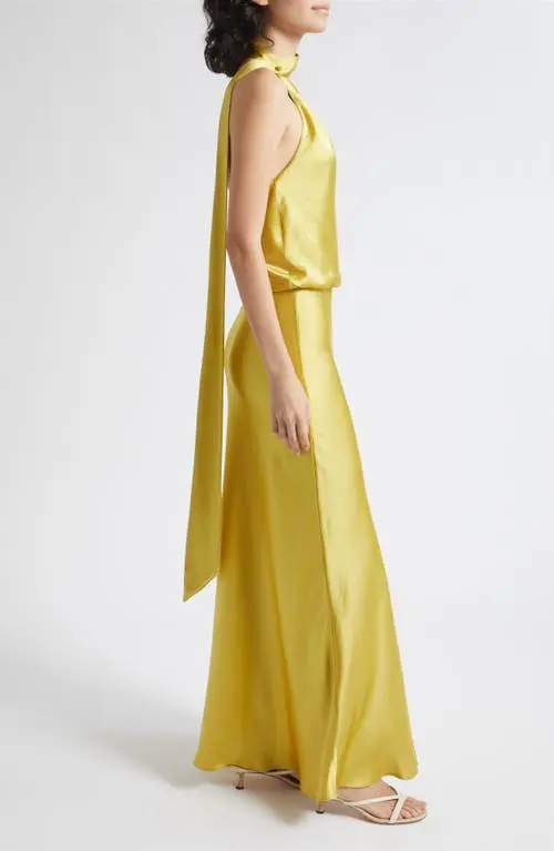 Staud Estelle Asymmetrical Halterneck Gown - Citron