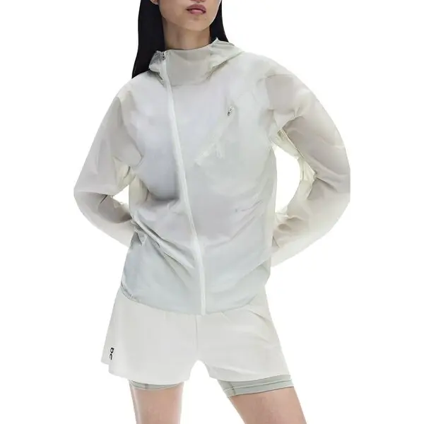On Post Archive Faction X Zero Water Repellent Hooded Running Jacket - Ice