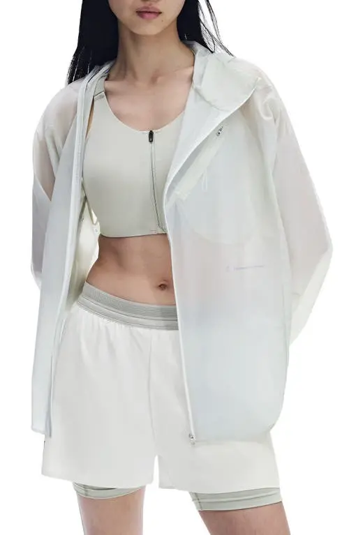 On Post Archive Faction X Zero Water Repellent Hooded Running Jacket - Ice