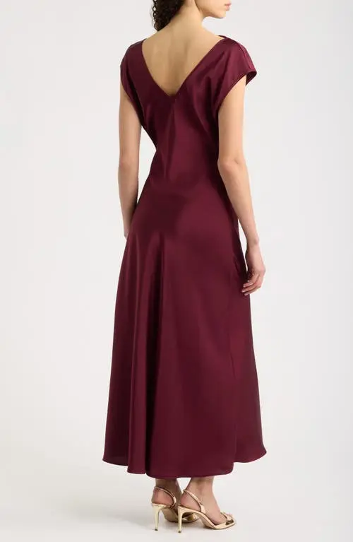 Sam Edelman Satin Bateau Neck Maxi Dress - Wine