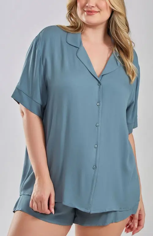 ICOLLECTION Organic Cotton And Tencel Notched Collar Pajama Set