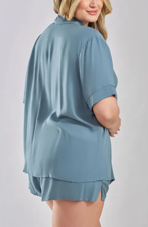 ICOLLECTION Organic Cotton And Tencel Notched Collar Pajama Set