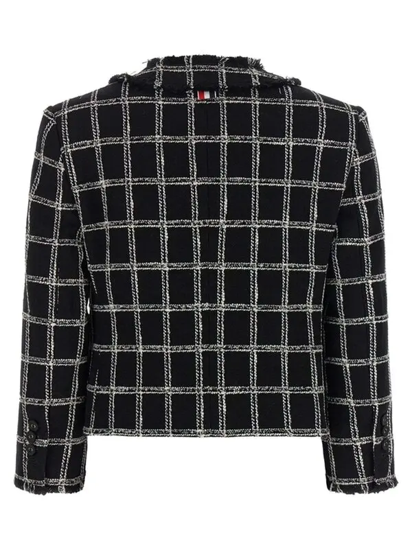 Thom Browne Checked Tweed Cropped Blazer