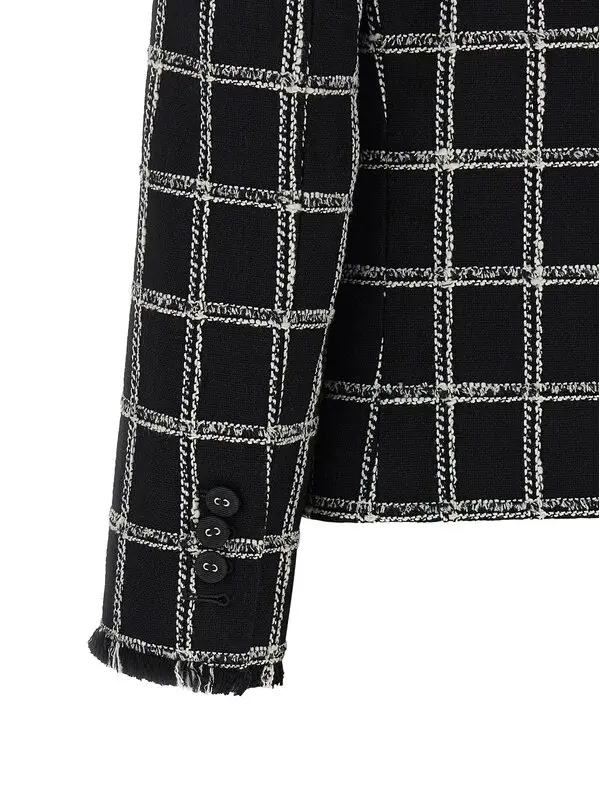 Thom Browne Checked Tweed Cropped Blazer