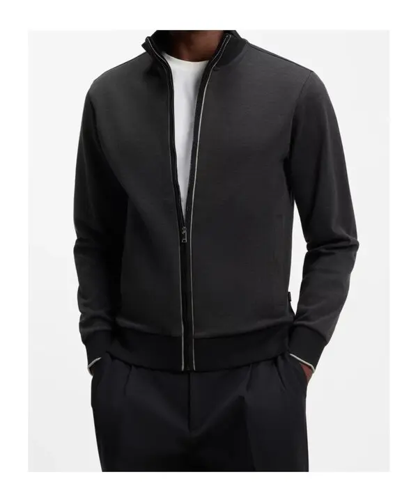 Hugo Boss Cotton Sweatshirt With Zip Neck