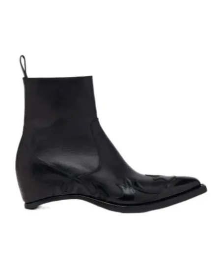 MAISON MARGIELA Flame-embroidered Cowboy Boots - Black
