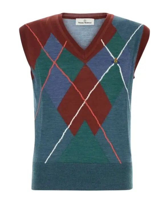 VIVIENNE WESTWOOD Argyle Knitted Vest - Blue