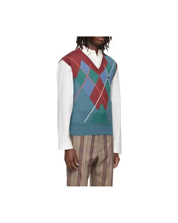 VIVIENNE WESTWOOD Argyle Knitted Vest - Blue