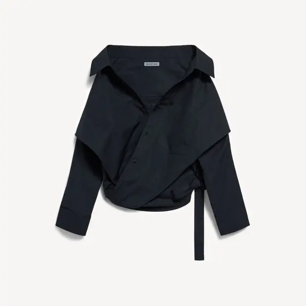 Balenciaga Off-shoulder Wrap Shirt - Black