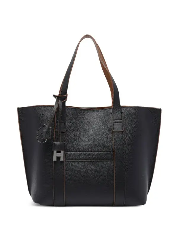 Hogan Script Small Leather Tote Bag - Brown