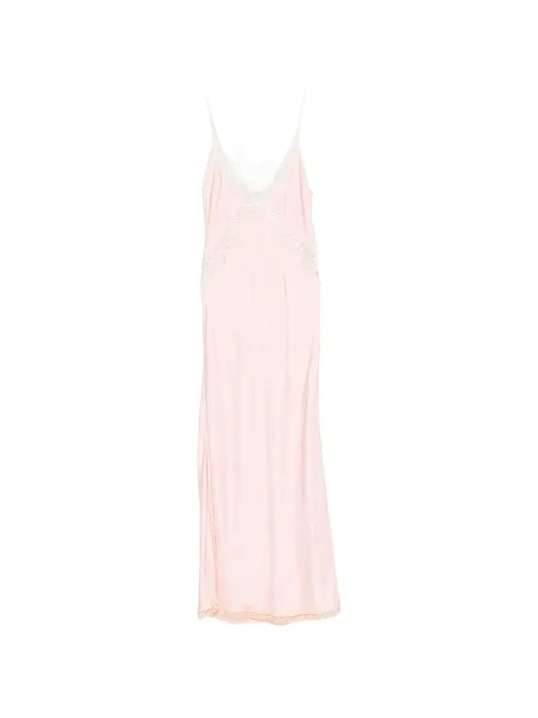FORTE_FORTE Long Slip Dress With Lace Trim - Pink