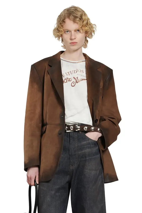 Acne Studios Suede Suit Jacket - Brown