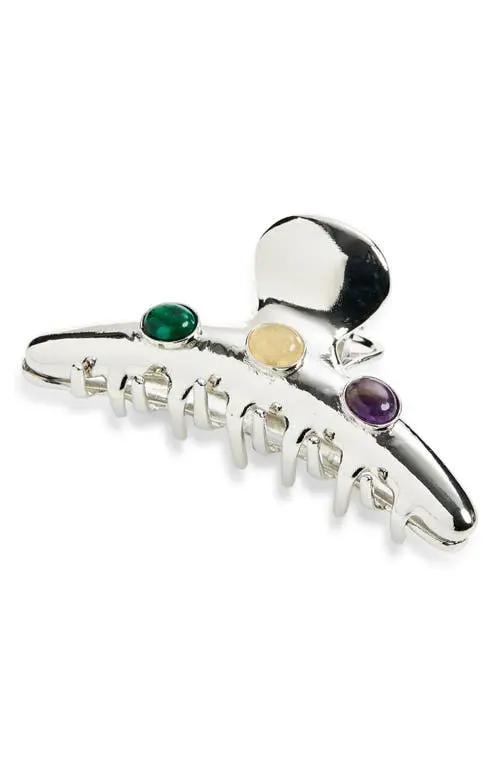 Tasha Stone Embellished Claw Clip - Silver