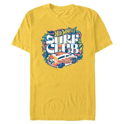HOT WHEELS Floral Surf Club Badge Short Sleeve Graphic T-shirt - Yellow